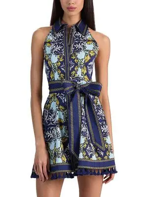 Alice + Olivia Lucy Sleeveless Mini Shirtdress - Antique Scroll