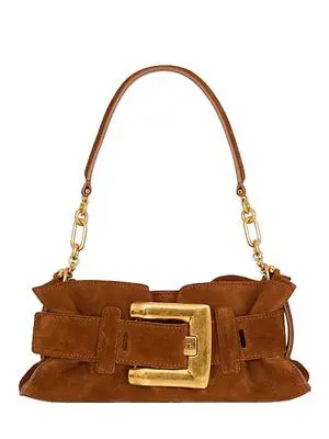 Balmain Anthem Mini Suede Leather Bag - Brown
