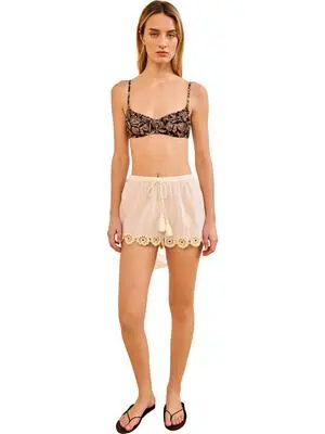 Ulla Johnson Liya Coverup Short With Crochet Detail - Creme