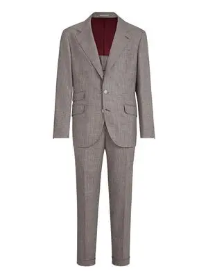 Brunello Cucinelli Virgin Wool-blend Prince Of Wales 2-piece Suit - Brown