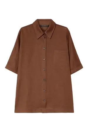 Marina Rinaldi Linen Canvas Shirt - Brown