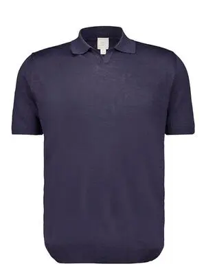 120% Lino Short-sleeve Knit Jumper - Blue