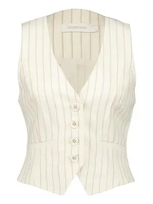 Zimmermann Pinstripe Linen Waistcoat - Cream