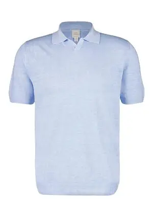 120% Lino Short-sleeve Knit Jumper - Blue