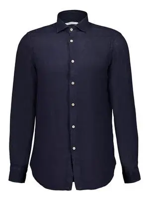 Boglioli Navy Regular-fit Linen Shirt - Blue