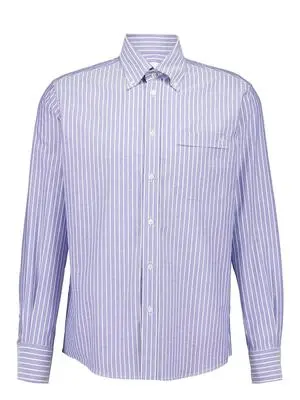 VALENTINO Blue VLogo Embroidered Cotton Shirt