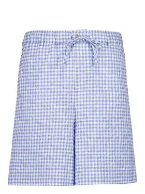Marni Gingham Seersucker Shorts Blue