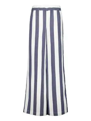 PAULA Hand-woven Striped Wide-leg Pants - Blue