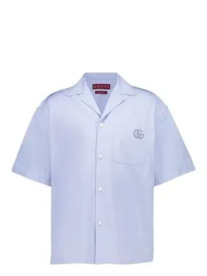 Gucci Light Cotton Poplin Shirt With Embroidery - Blue