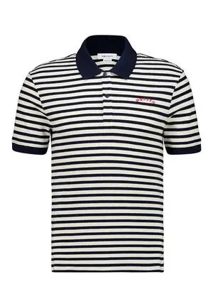 Alexander McQueen Ivory And Navy Striped Polo Shirt Blue