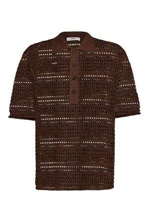Commas Open-knit Chocolate Polo - Cream