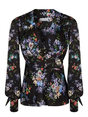 Rabanne Long Sleeve Silk Blouse - Black