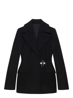 Givenchy U-lock Buckle Quilted Wool Pea Coat - Black