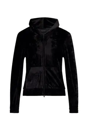 Balenciaga Bb Paris Strass Fitted Zip-up Hoodie - Black