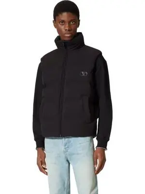 Valentino Garavani Vlogo Nylon Hooded Waistcoat - Black