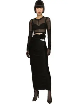 Dolce & Gabbana X Kim Belted Jersey Skirt - Black