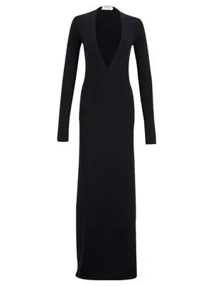 Saint Laurent Plunge Maxi Dress - Black
