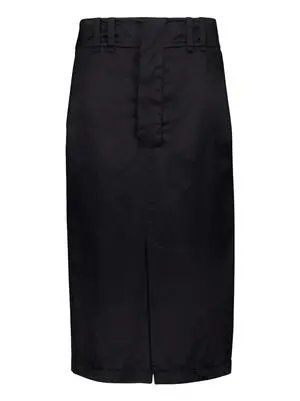 Saint Laurent Silk Crepe De Chine Midi Skirt - Black