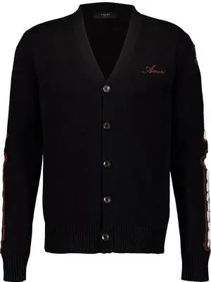 Amiri Leopard Bones Cardigan - Black