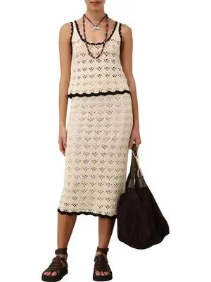 Zimmermann Rhiannon Crochet Midi Skirt - Cream