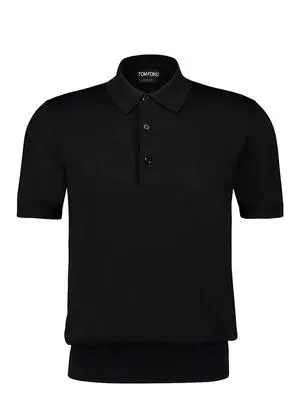 TOM FORD Black Short-Sleeve Cotton Polo Shirt Black