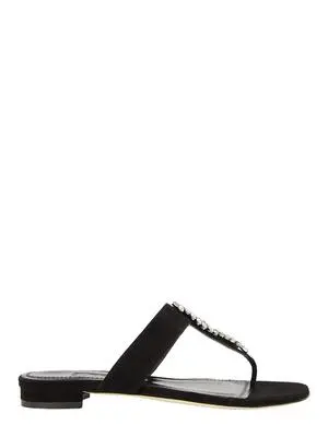 MANOLO BLAHNIK Bizaba Suede Flat Sandals