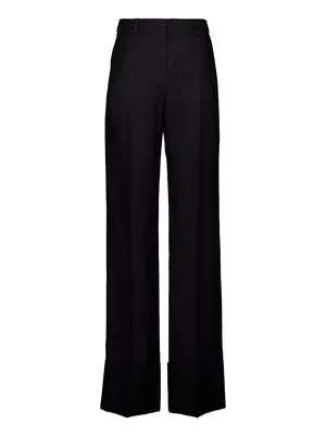 Valentino Garavani Tailored Woven Silk Wide Leg Trousers - Black