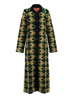 La DoubleJ Half-light Jacquard Maxi Coat - Black
