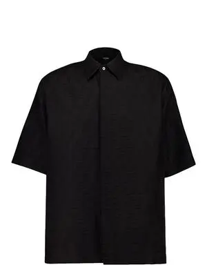 Fendi Linen Ff Jacquard Oversize Shirt - Black