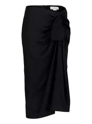 Stella McCartney Gathered Satin Midi Skirt - Black