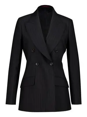 Gucci Pinstripe Wool Jacquard Double-breasted Blazer - Black