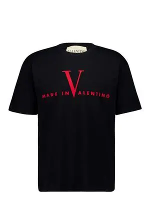 Valentino Garavani Black Cotton T-Shirt With Print Black