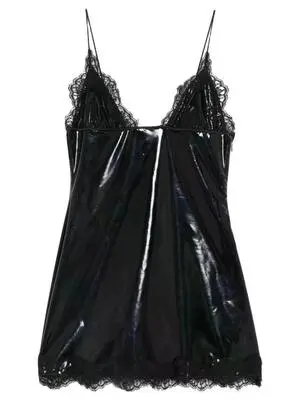 Oseree Travaille Lace-trim Mini Dress - Black