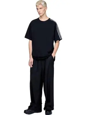 Y3 Black 3-Stripes Raw Edge T-Shirt Black