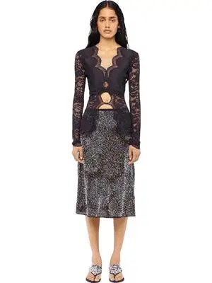 Rabanne Lace Long-sleeved Top - Black