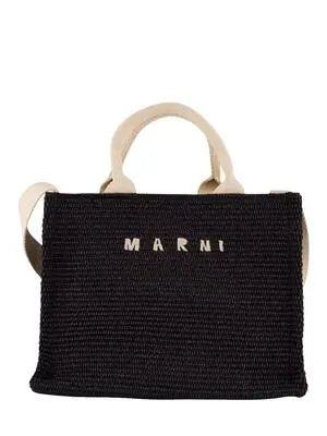 Marni Raffia-effect Small Tote - Black