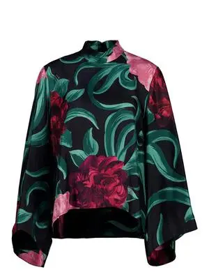 La DoubleJ Floral Long-Sleeve Top Black