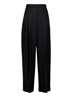Nina Ricci Pleated Wool Straight-leg Trousers - Black