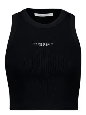 Givenchy Cropped Stretch Cotton Tank Top Black