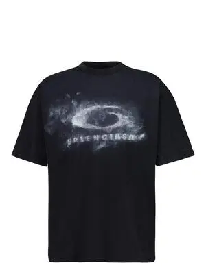 Balenciaga Washed Medium-fit Graphic Cotton T-shirt - Black
