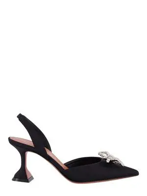 Amina Muaddi Rosie Satin Slingback Heels Black