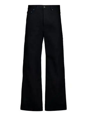 Balenciaga Curved Knee Cotton Denim Trousers - Black