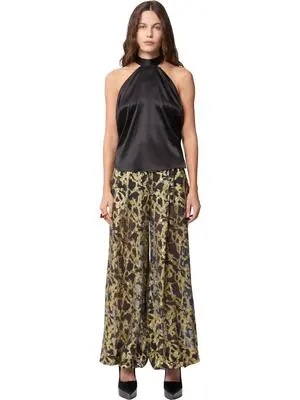 Nina Ricci Silk Satin Halterneck Top - Black