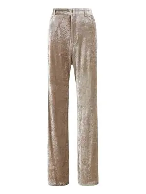 Balenciaga Crushed Stretch Velvet Trousers - Beige