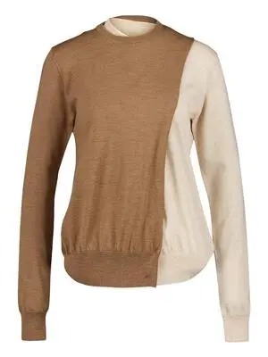 Colville Contrast Panel Wool Sweater Beige