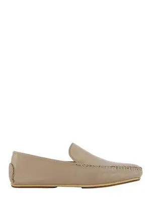 Manolo Blahnik Mayfair Leather Loafers Beige