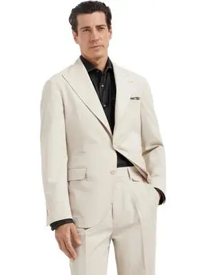 BRUNELLO CUCINELLI Beige Cotton And Cashmere Blazer