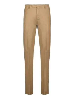 Boglioli Pressed-Crease Cotton-Linen Trousers Beige