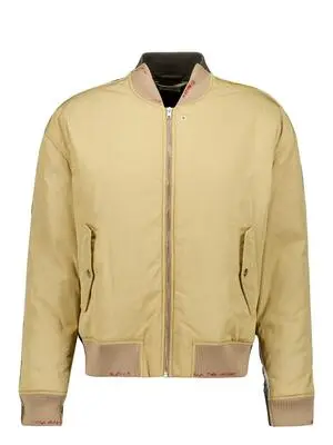 Marni Twill Bomber Jacket With Patchwork Design Beige