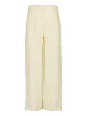 PAULA Sonia Silk Twill Wide Leg Trousers - Cream